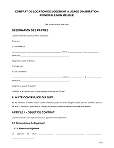 Contrat de Location Vide - Modèle Bail non meublée à Imprimer
