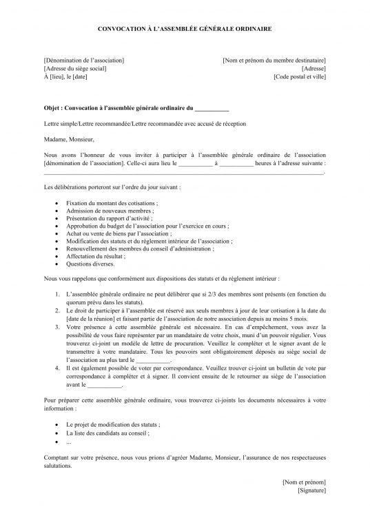 Convocation à l’assemblée générale d'association : les conditions