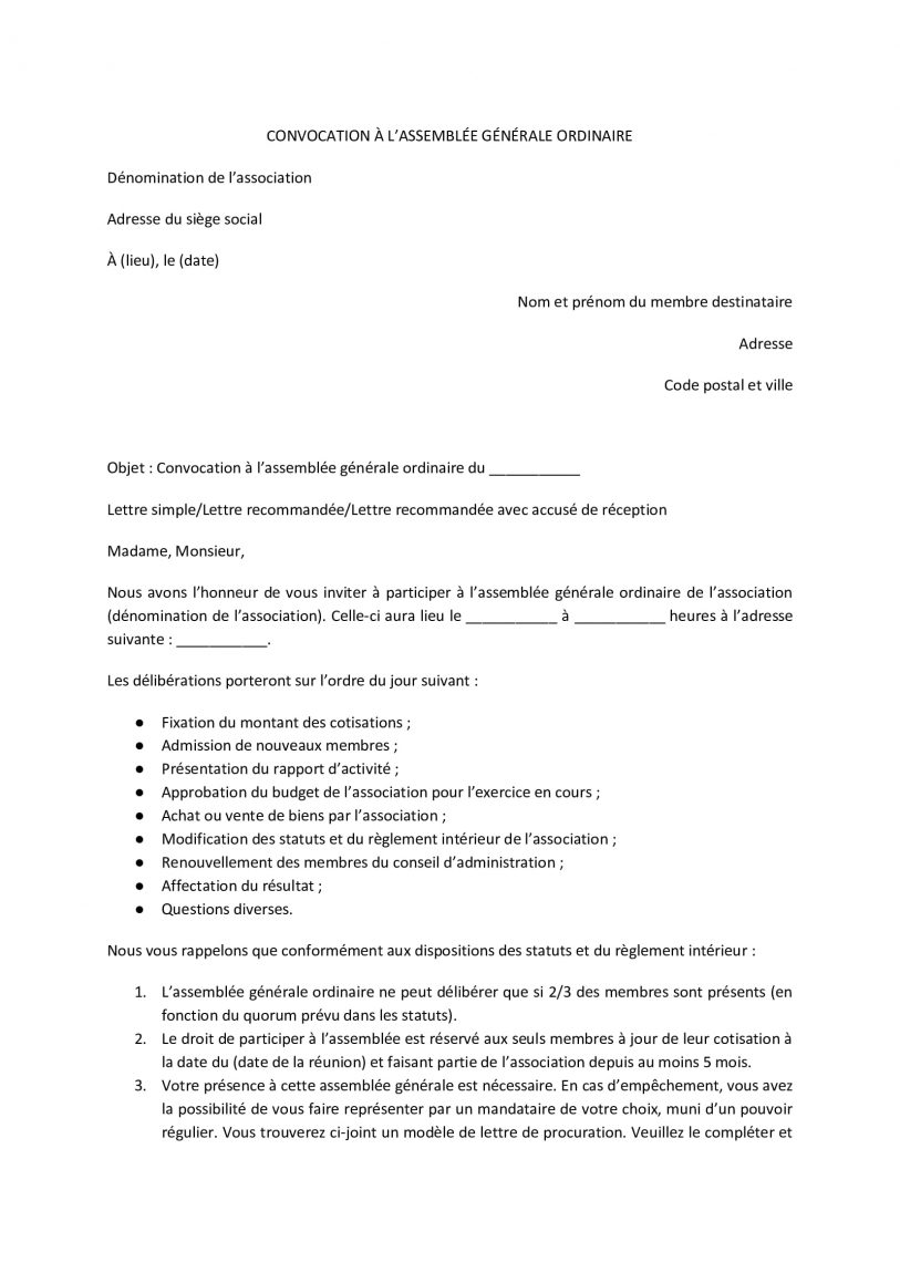 Tout savoir sur l'invitation à une assemblée générale